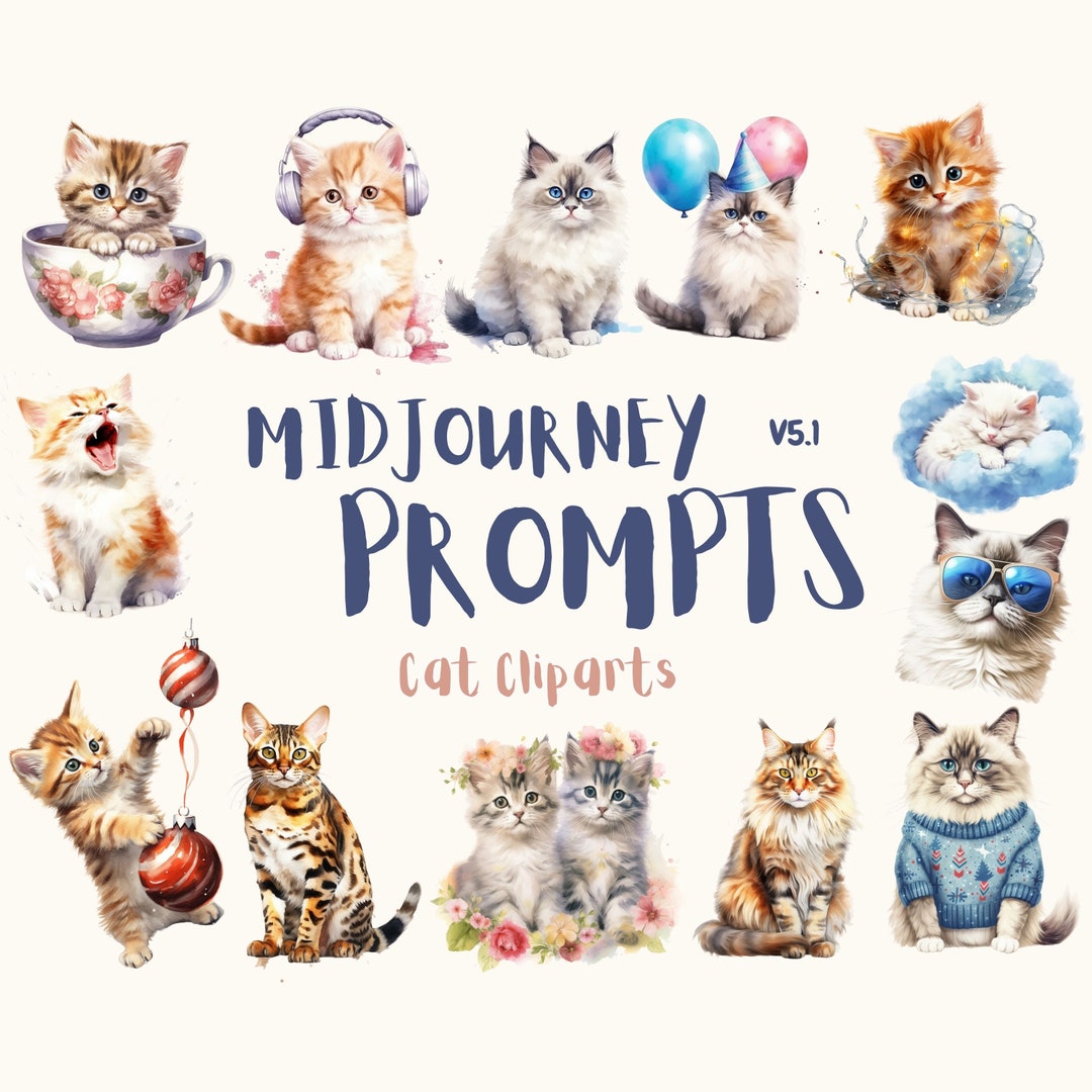 Midjourney Prompts for Cat Cliparts AI Animals Midjourney Prompts ...