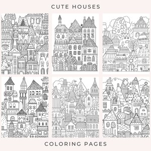 Cute Houses Coloring Pages, 45 Minimalist Kawaii House Coloring for Kid ...
