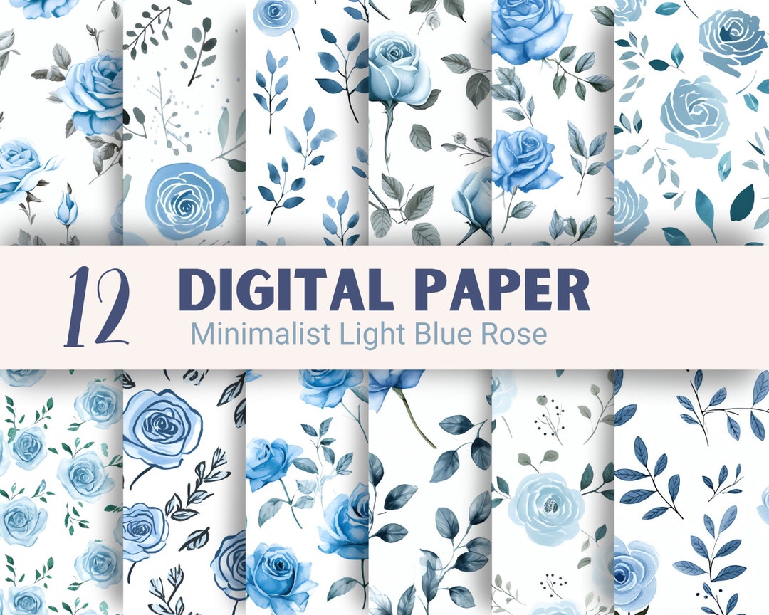 Seamless Light Blue Rose Seamless Watercolor Rose Paper Pack Small ...