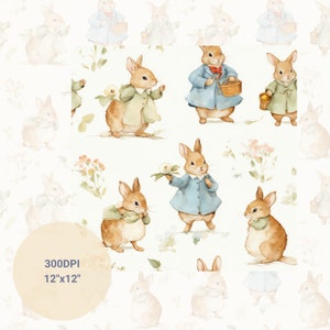 Seamless Beatrix Potter Spring Inspired Pattern Potter Rabbit Digital ...