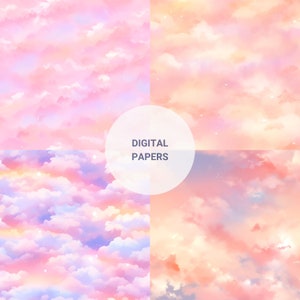 Seamless Sunset Sky Pattern Clouds Digital Paper Seamless Dreamy Sky ...