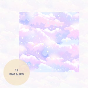 Seamless Clouds Pattern Digital Paper Seamless Dreamy Cloud Pattern ...