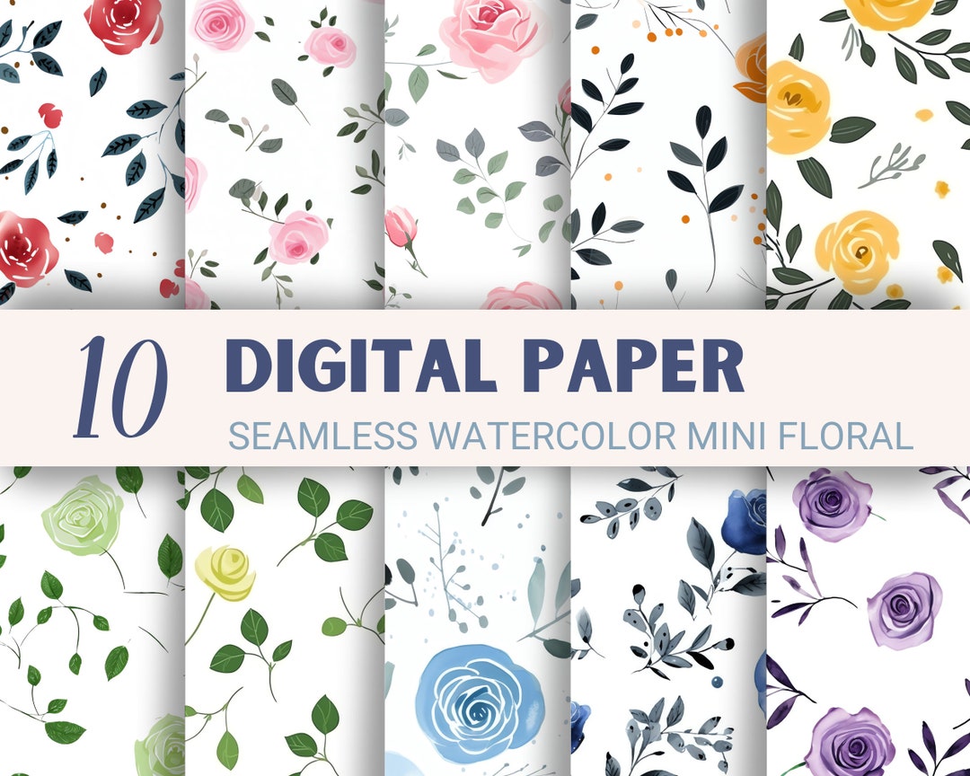 Seamless Watercolor Rose Digital Paper Seamless Watercolor Pattern ...