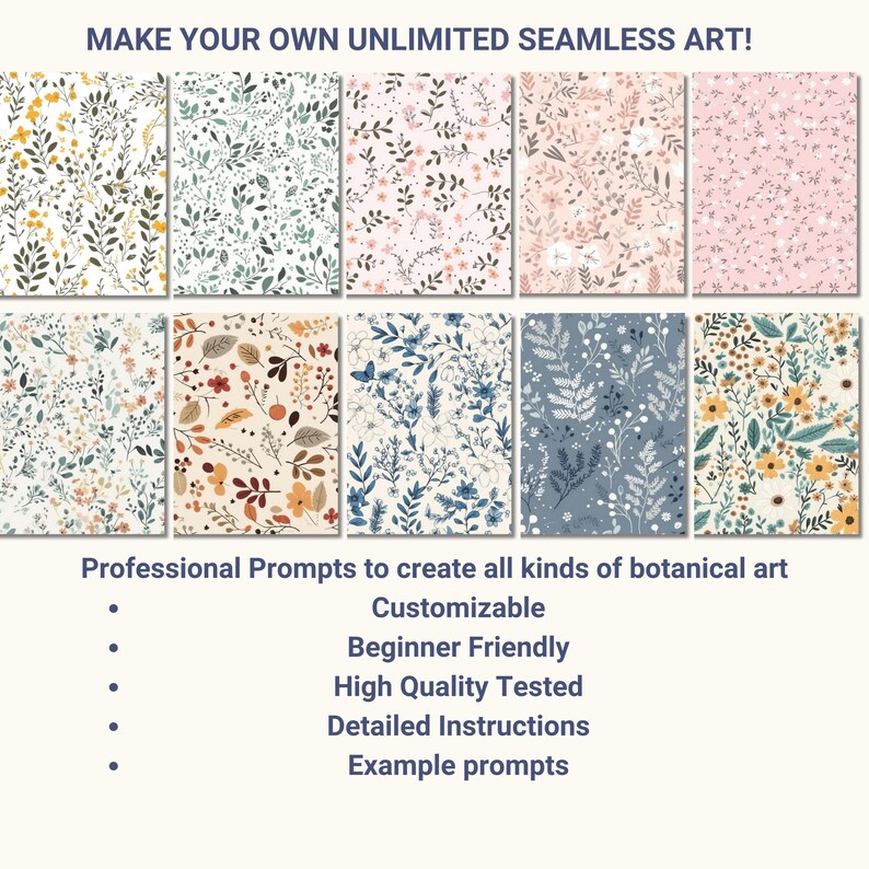 Midjourney Prompts Seamless Minimalist Floral Design AI - Etsy