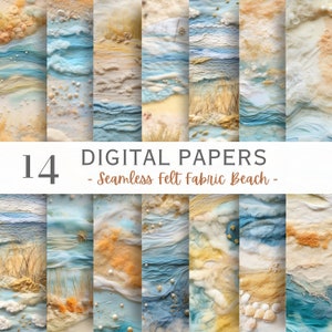 Seamless Beach Embroidery Felt Digital Paper Seamless Waves Needle ...