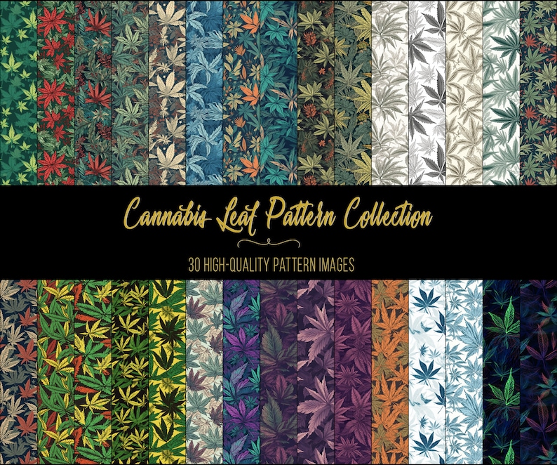 Weed Cannabis Marijuana Leaf Pattern Paper - 30 Patterns .PNG - Etsy