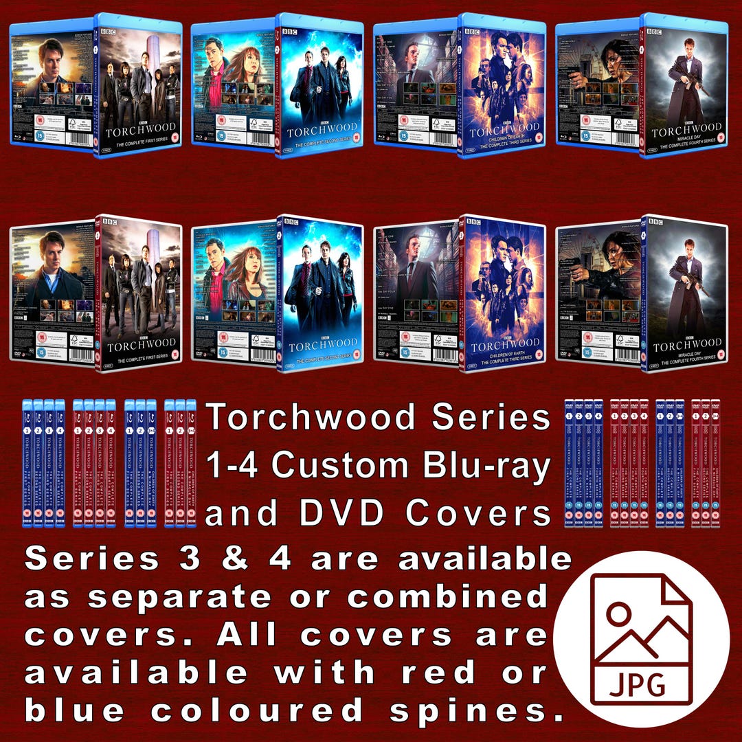 Torchwood Custom Covers for Blu-ray/dvd. Series 1-4. Optional Combined ...