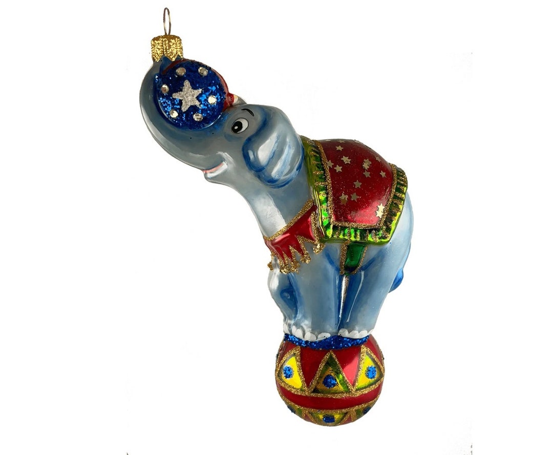 Elephant - Glass Christmas Ornament. Collectible Bauble. Blown Glass ...