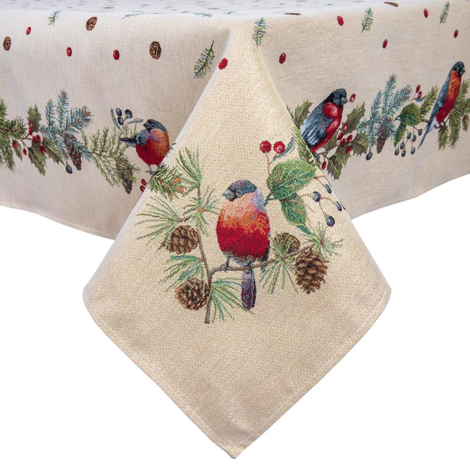 Tapestry Christmas Tablecloth "winter Birds". Christmas Table Linens ...