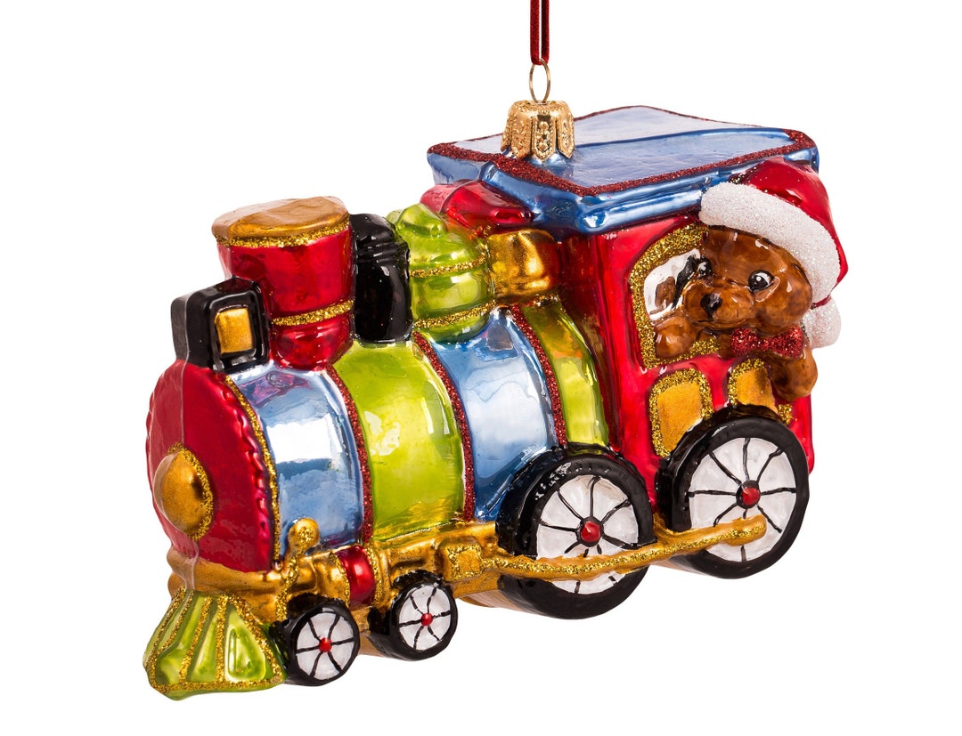 Glass Christmas Ornament - Train. Collectible Bauble. Blown Glass ...
