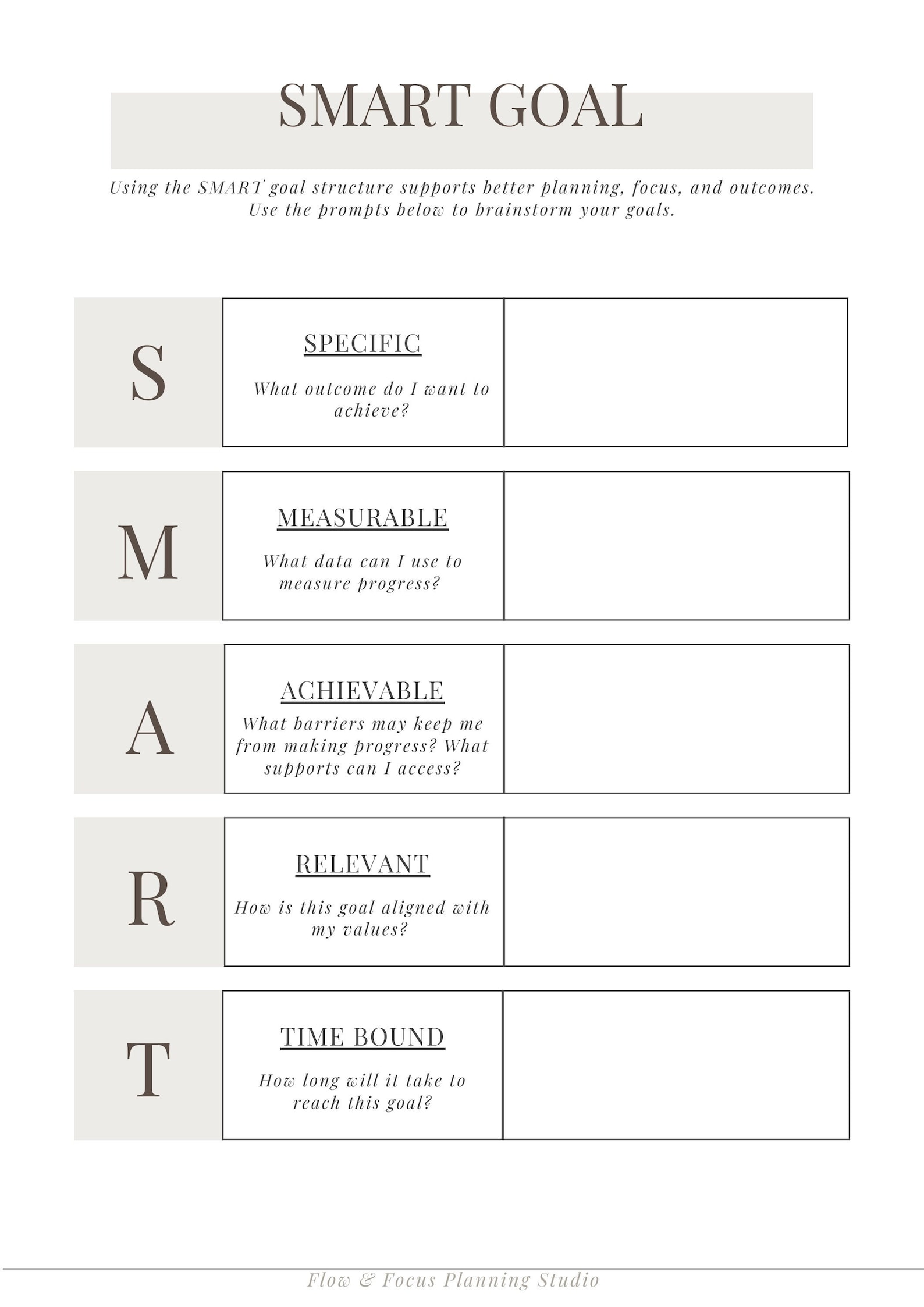 SMART Goal Printable Checklist and Worksheet Goal Planner - Etsy