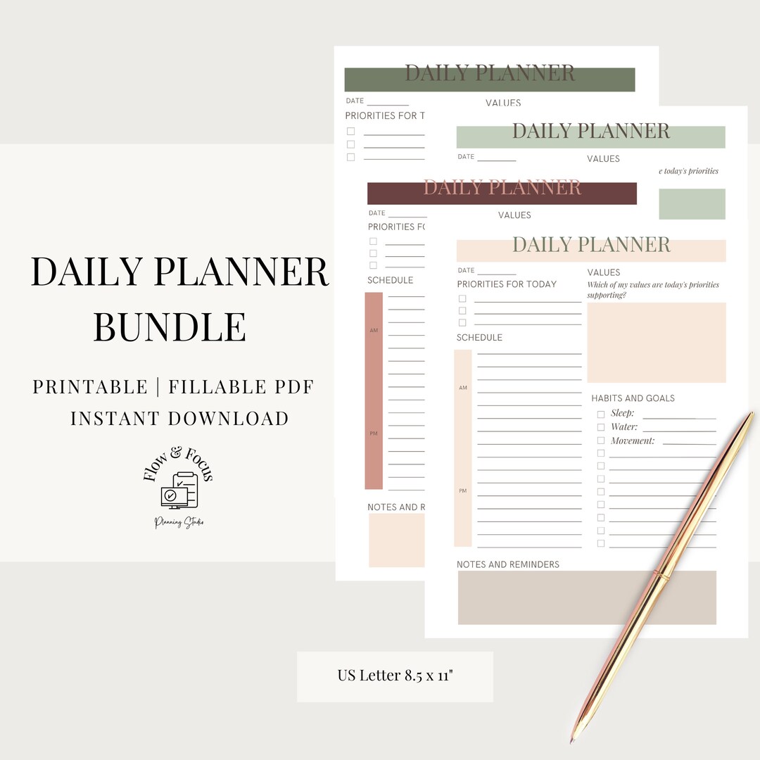 All Seasons Bundle Printable Daily Planner Page, Undated Planner, ADHD ...
