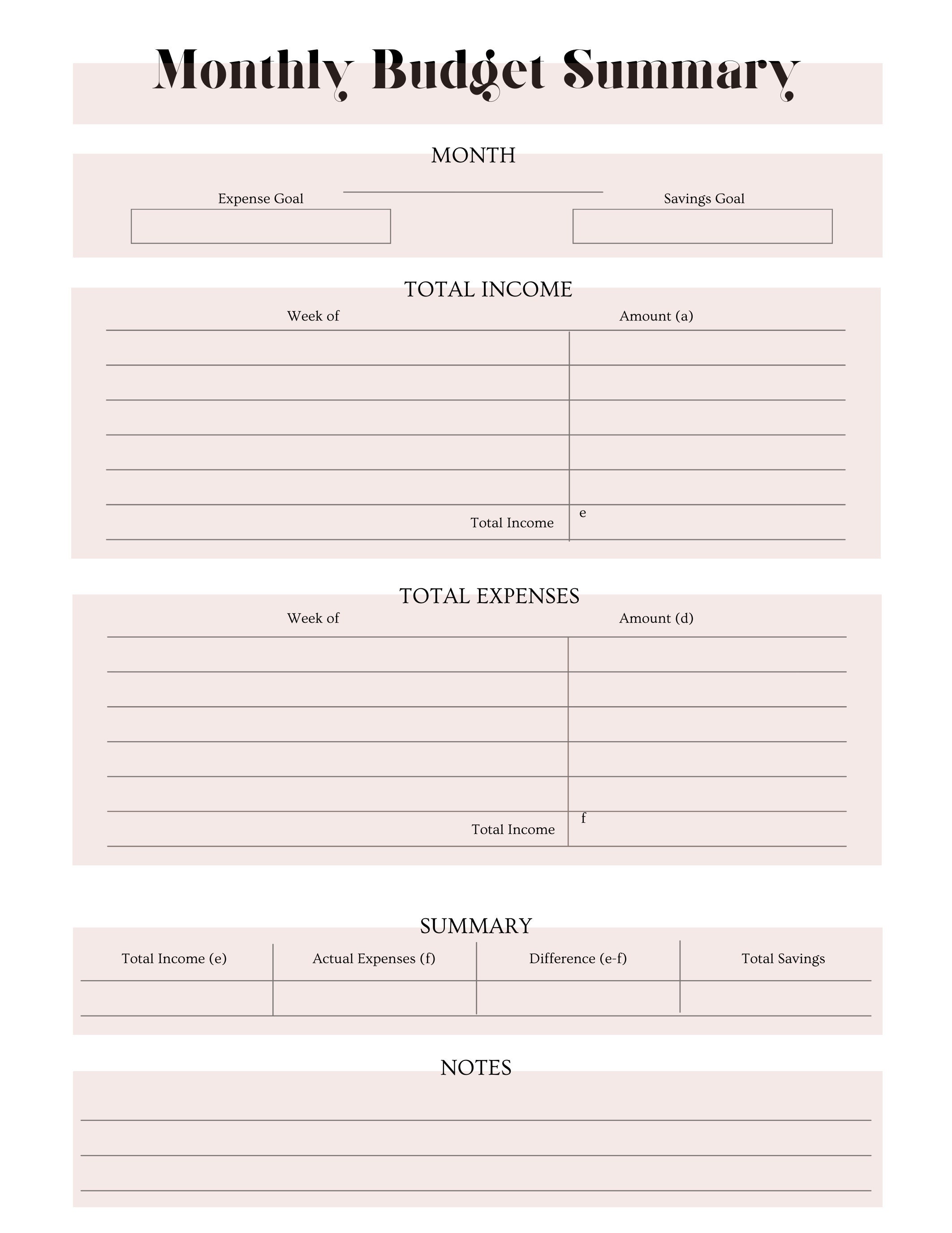 Weekly Budget Planner Printable, Bill Tracker, Blush Classic Design ...