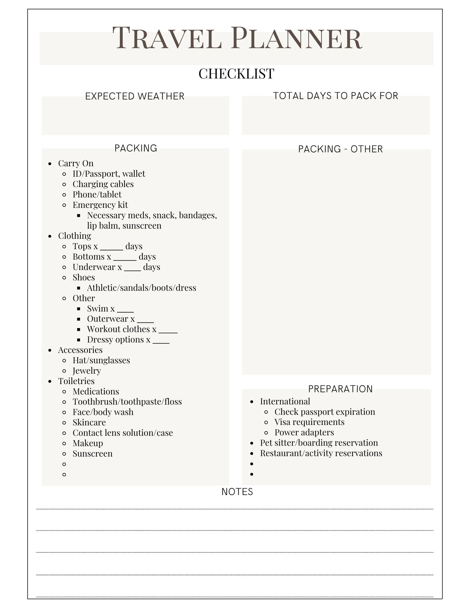 Travel Planner Printable, Three in One Trip Planner, Packing Checklist ...