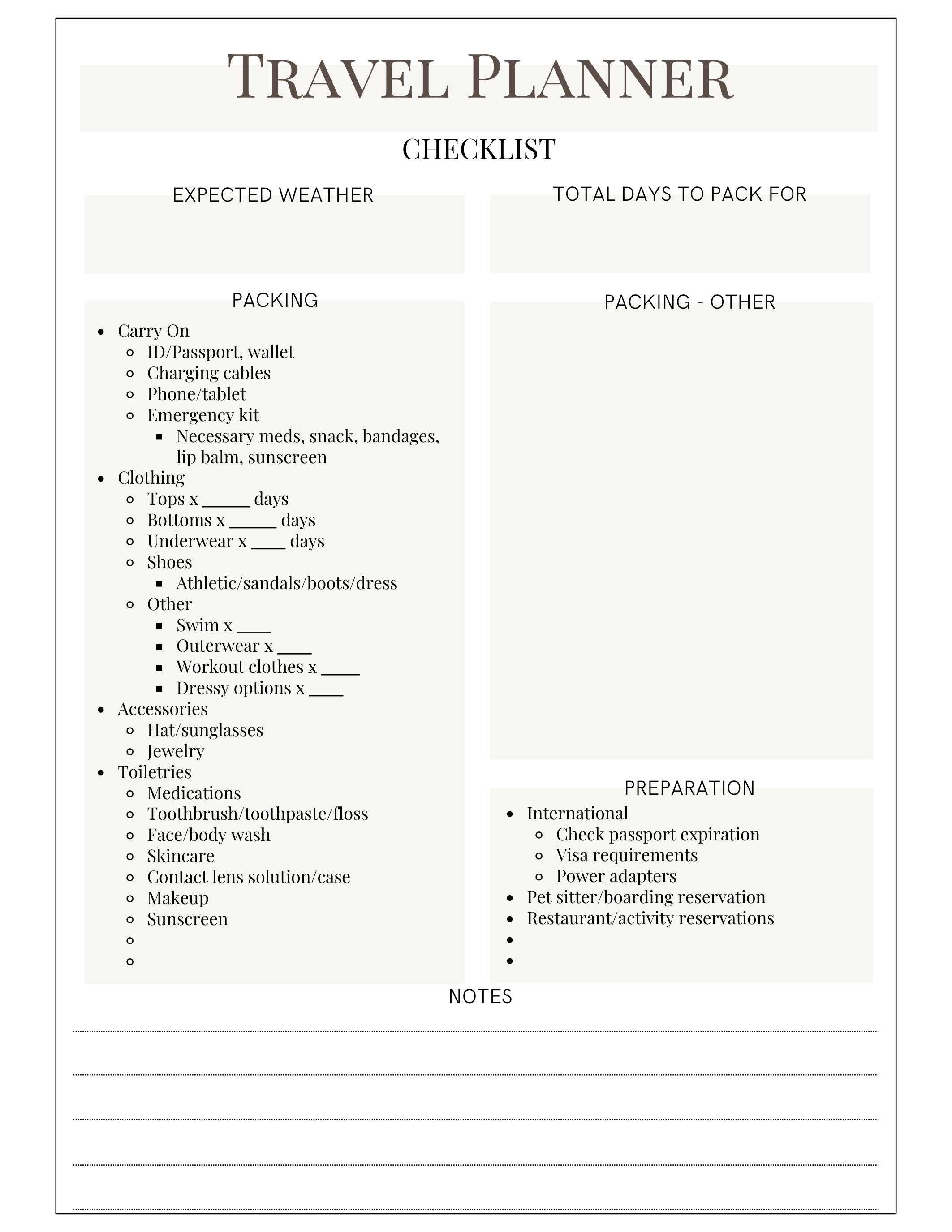 Travel Planner Printable, Three in One Trip Planner, Packing Checklist ...