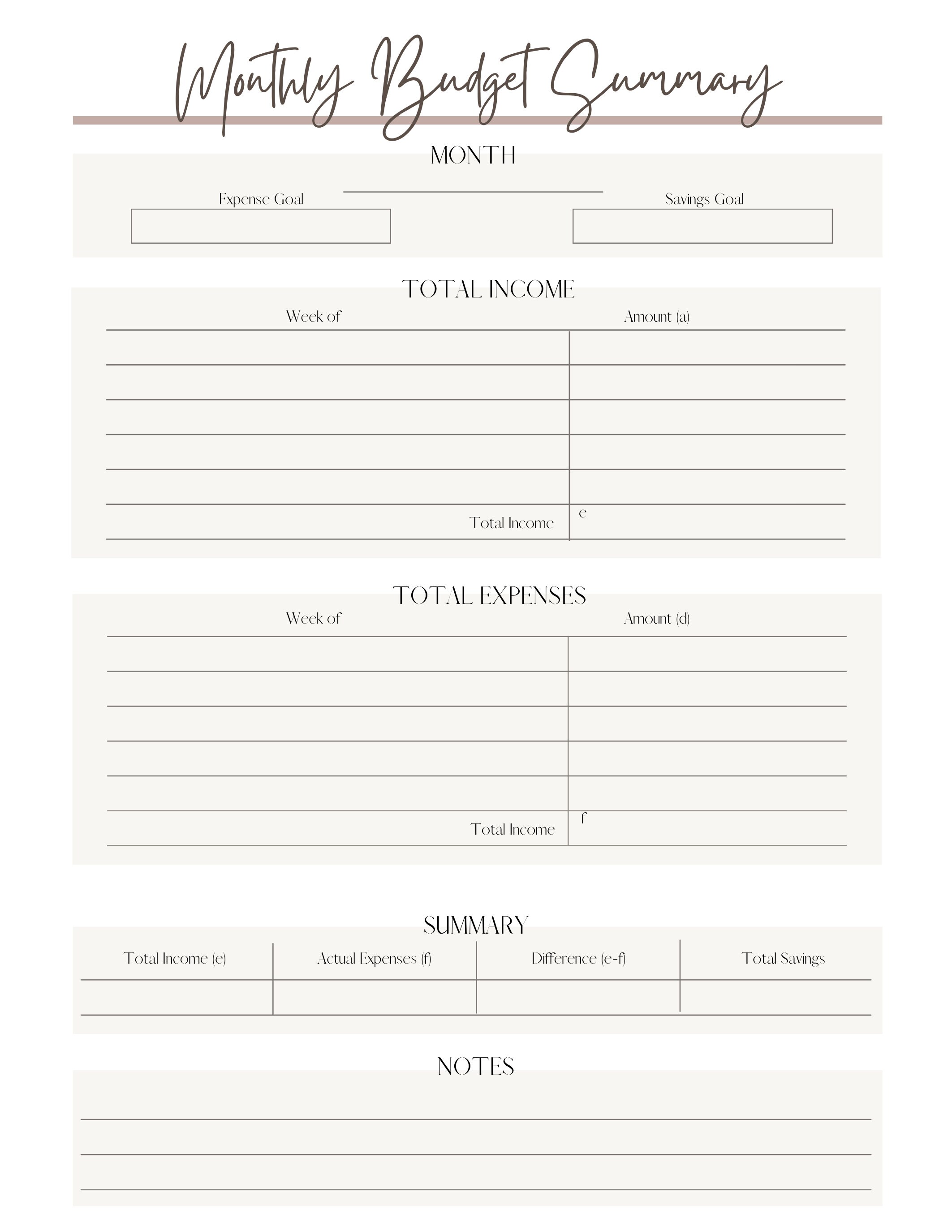 Weekly Budget Planner Printable, Bill Tracker, Neutral Design, Instant ...