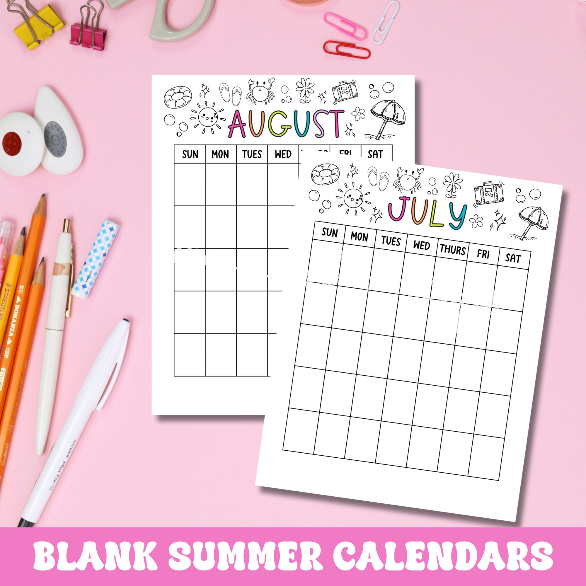Editable Summer Planner Bundle Printable, Summer Chore Chart for Kids ...