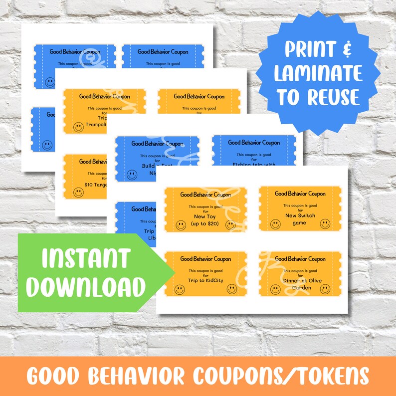 Behavior Chart | Reward Coupons | Good Behavior Tools | Warning Chart ...