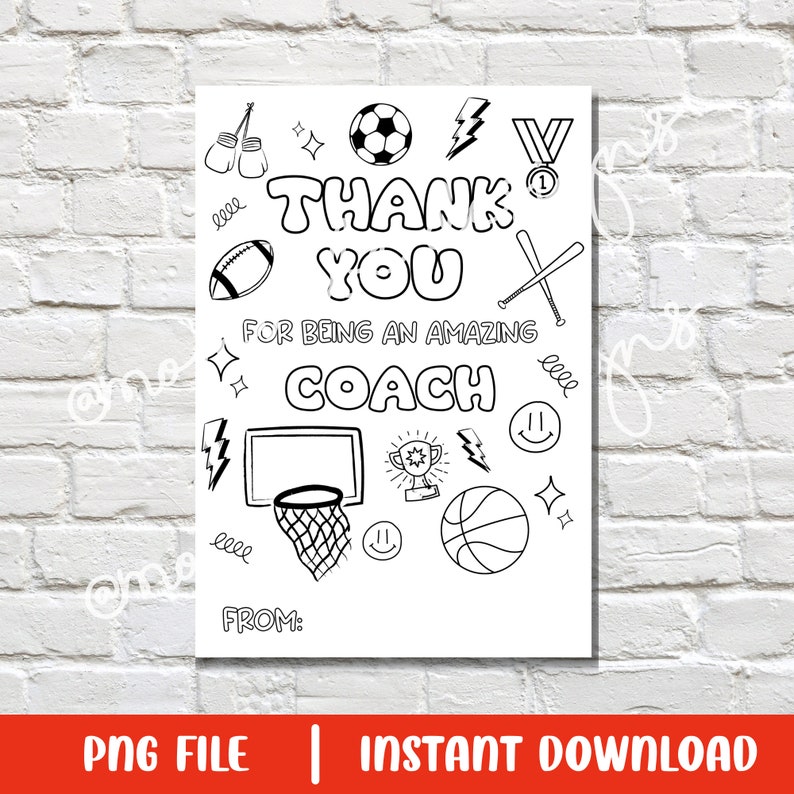 Printable Thank You Card Coloring Thank You Card End of Season Card ...
