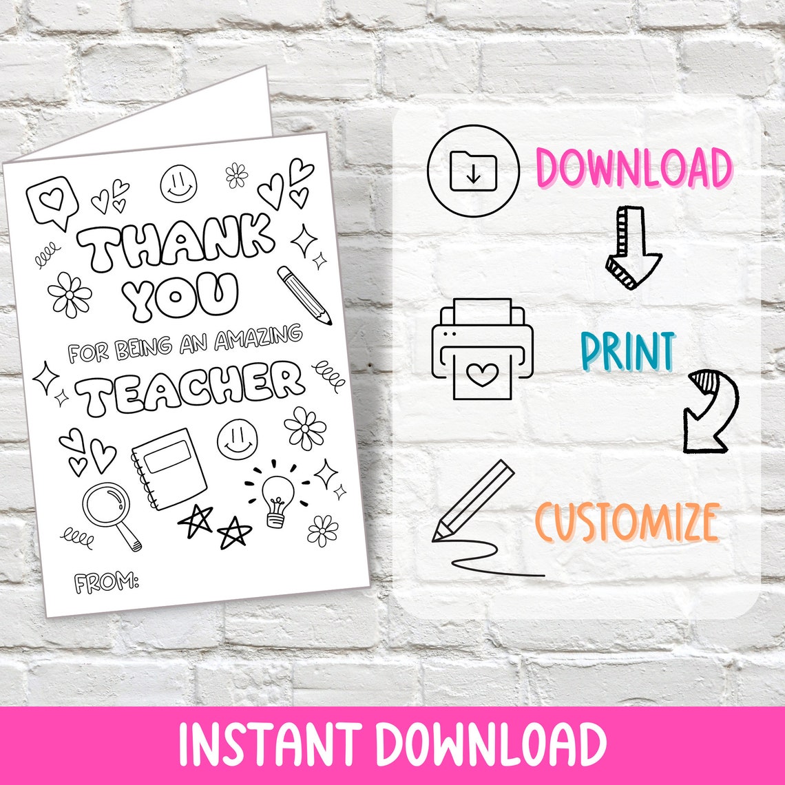 Printable Thank You Card | Coloring Thank You Card | Teacher ...