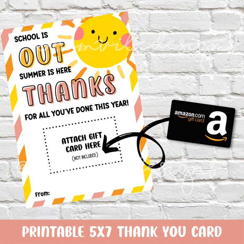 Thank You Card | Teacher Gift | Gift Card Holder | End of Year Gift ...