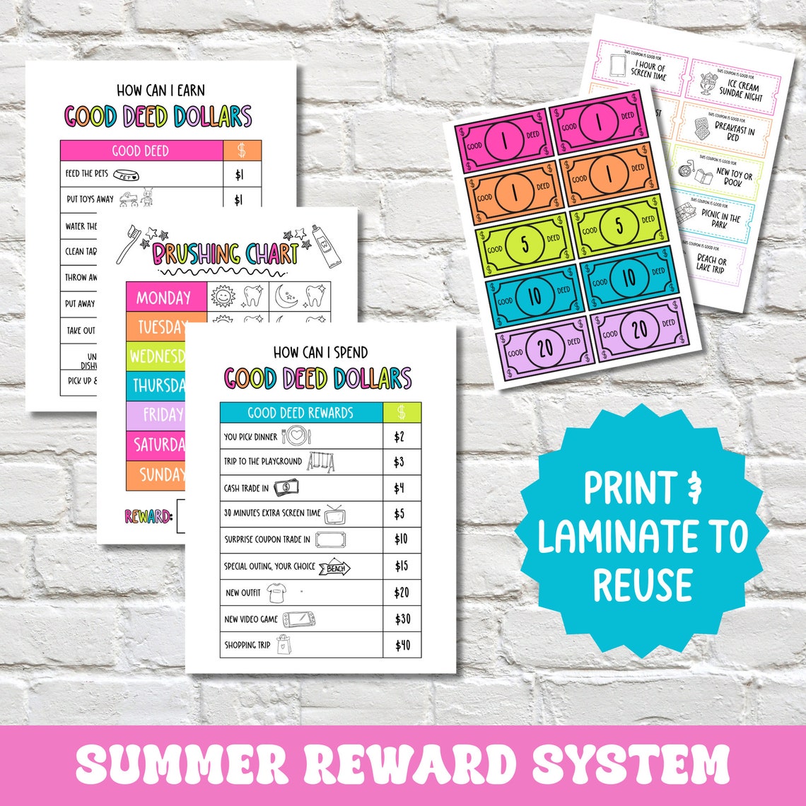Editable Summer Planner Bundle Printable, Summer Chore Chart for Kids ...