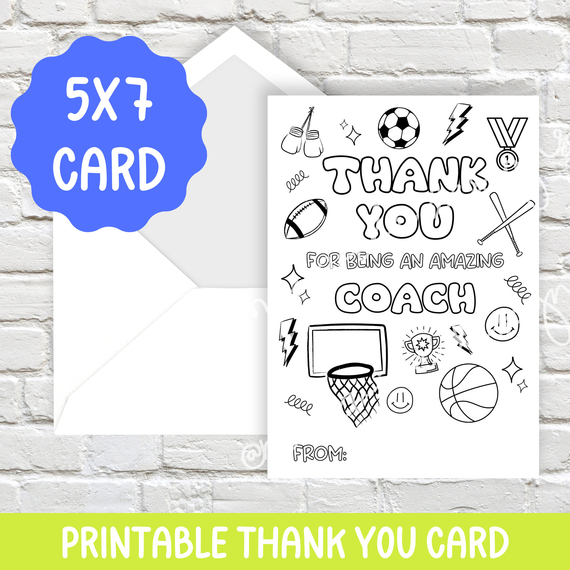 Printable Thank You Card | Coloring Thank You Card | End of Season Card ...