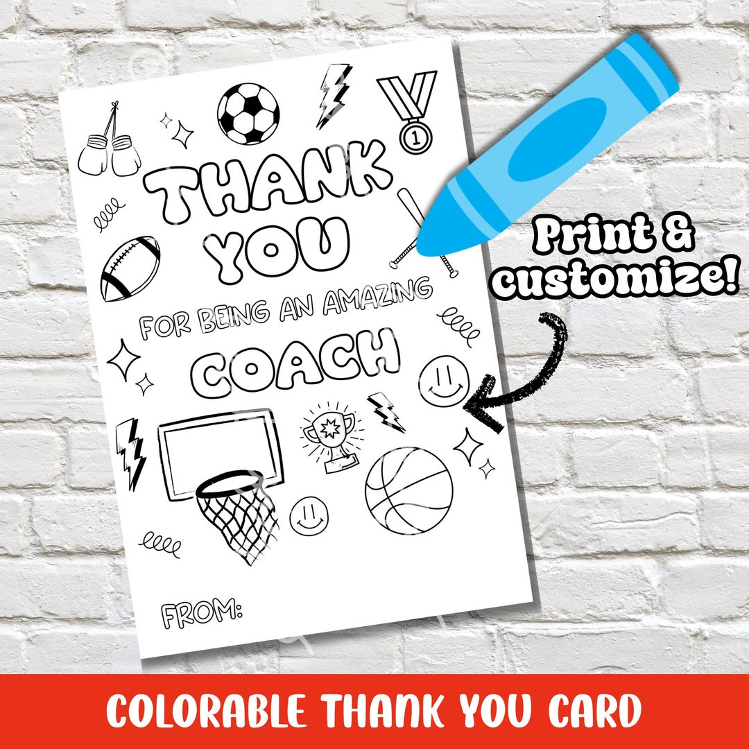 Printable Thank You Card Coloring Thank You Card End of Season Card ...
