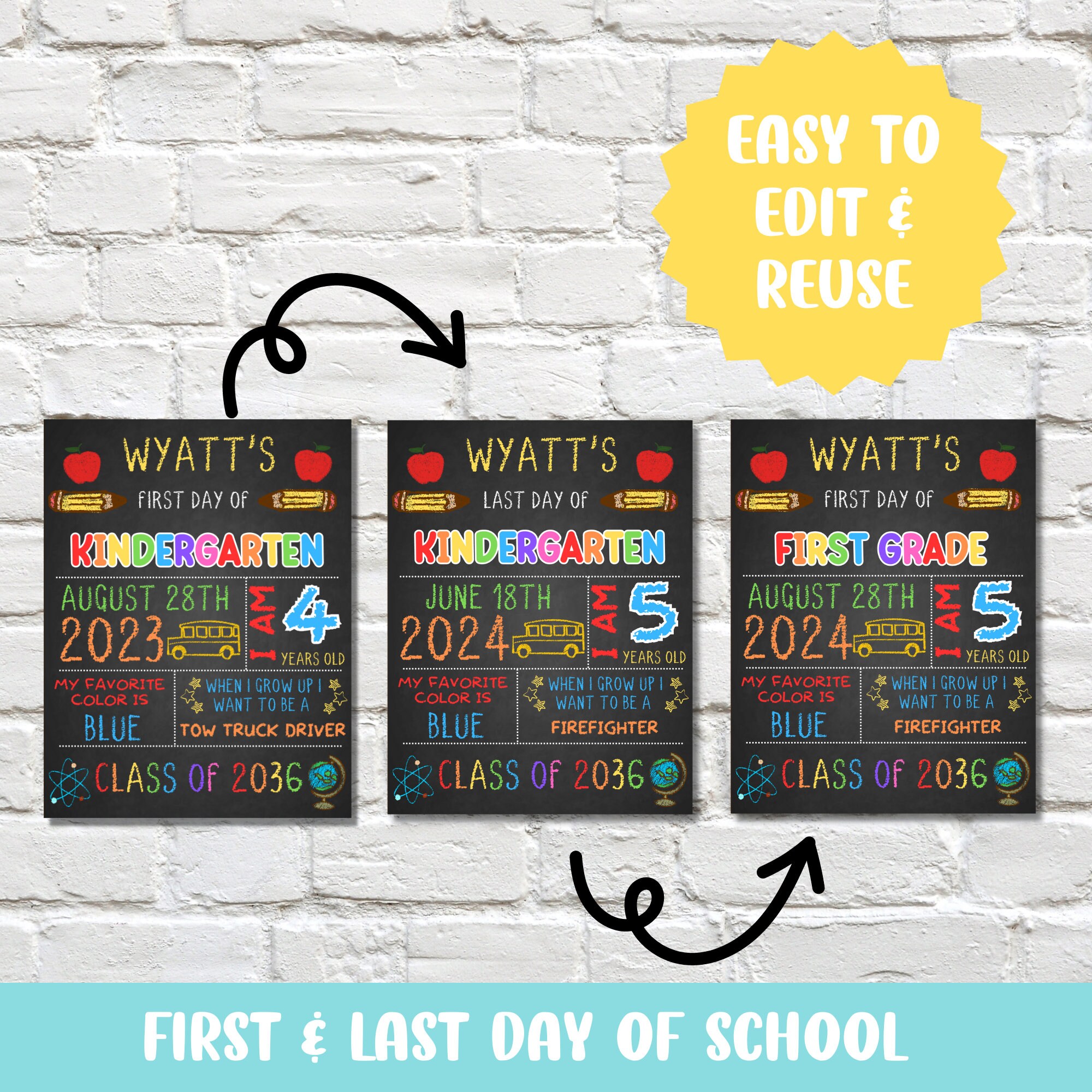 Printable Last Day of School Sign, End of School Year Sign, Editable ...