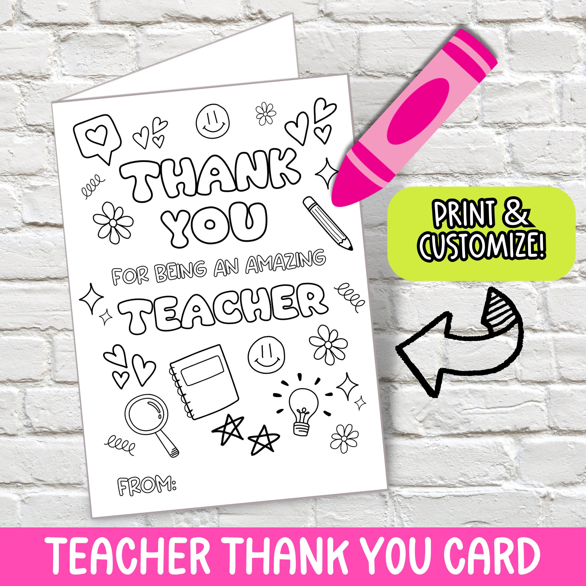 Printable Thank You Card Coloring Thank You Card Teacher Appreciation ...
