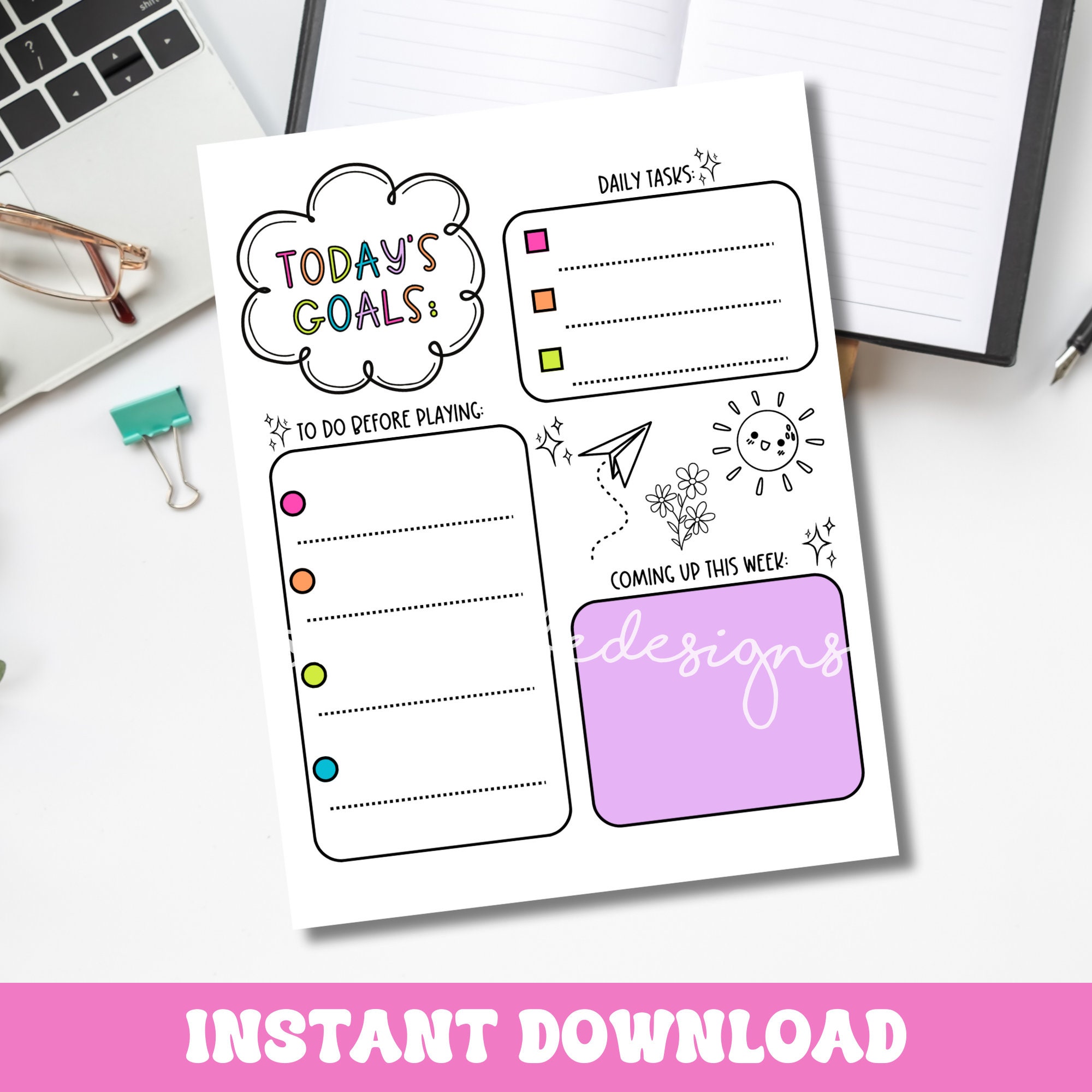 Editable Summer Planner Bundle Printable, Summer Chore Chart for Kids ...