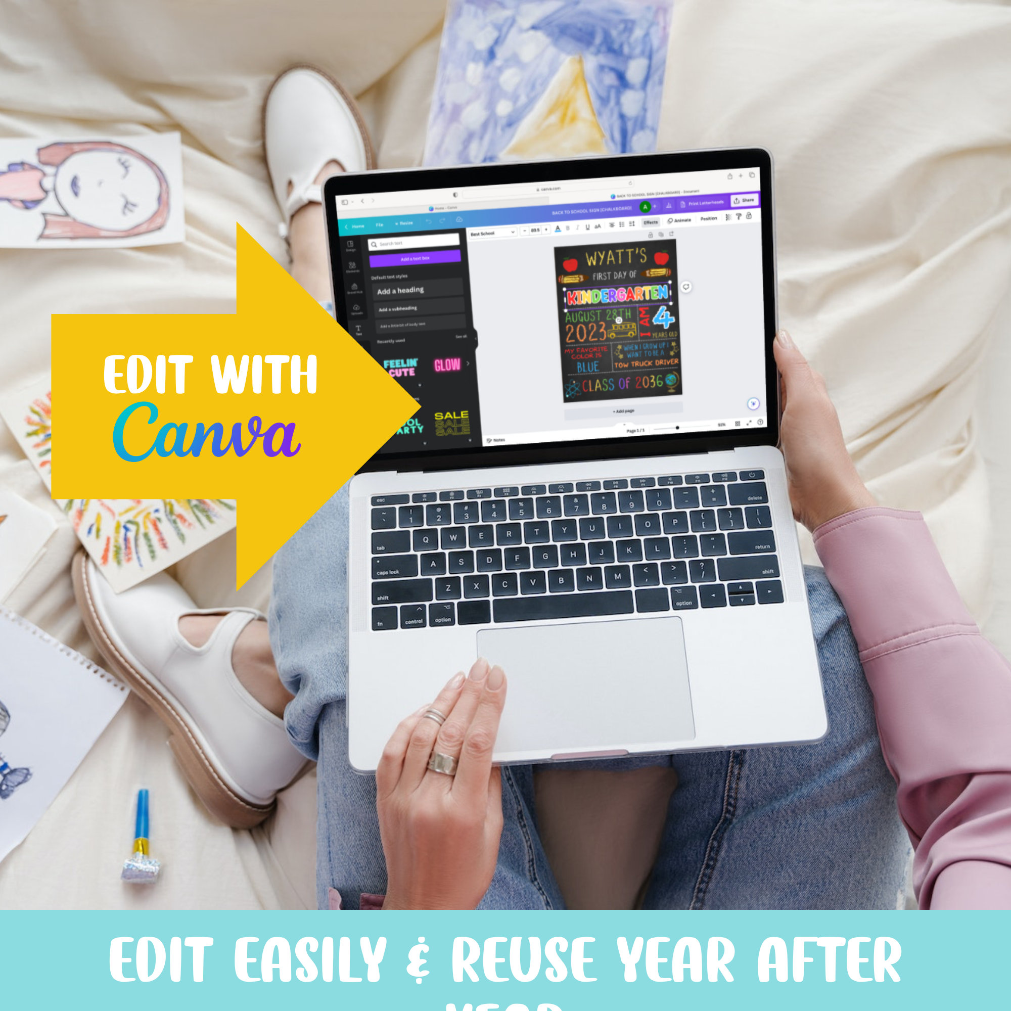 Printable Last Day of School Sign, End of School Year Sign, Editable ...