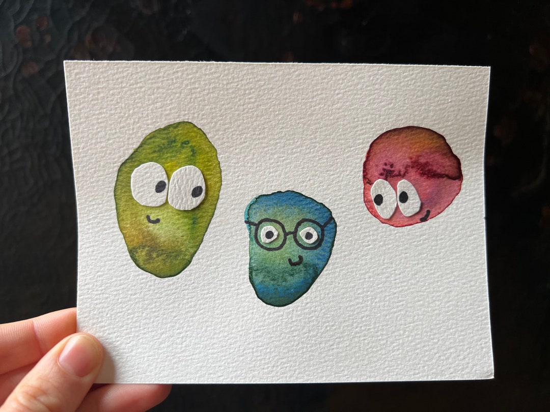 SMARTY - Original Hand Painted Watercolor Art, Rocks, Stones, Pebbles ...