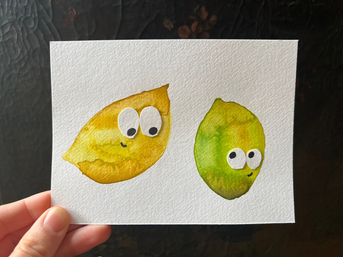 LULU-LIMON - Original Hand Painted Watercolor Art, Lemon and Lime ...