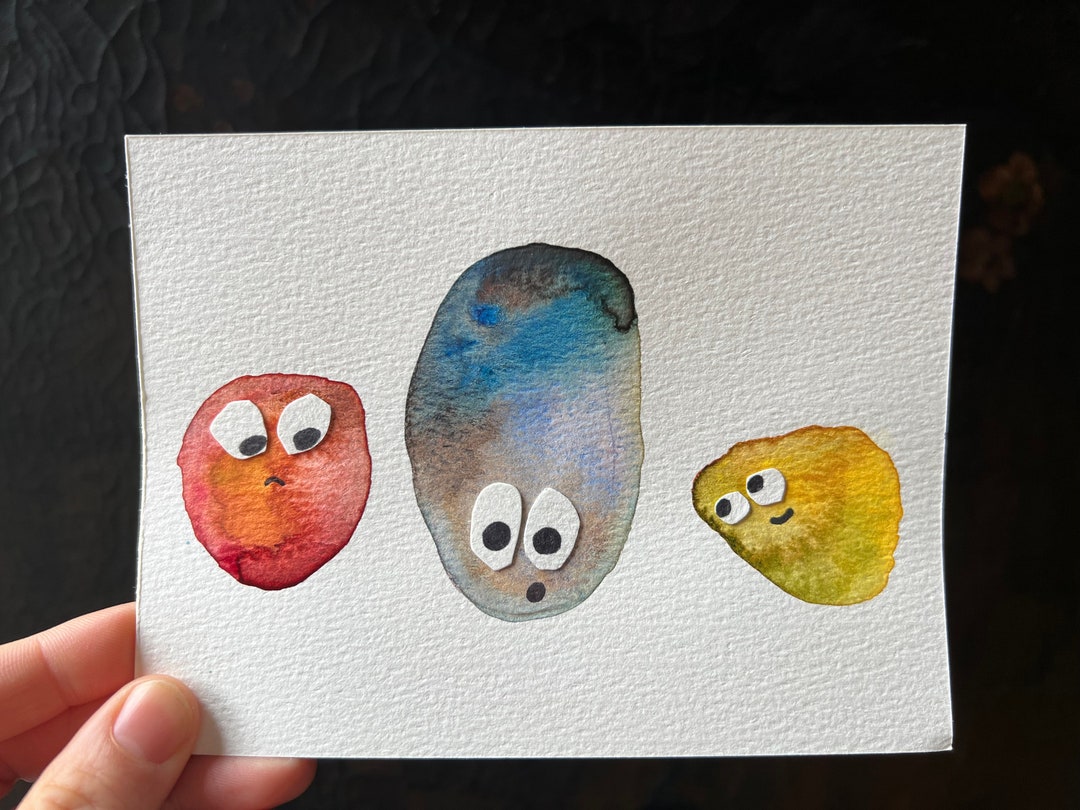 HIYA - Original Hand Painted Watercolor Art, Pebbles, Stones, Rocks ...