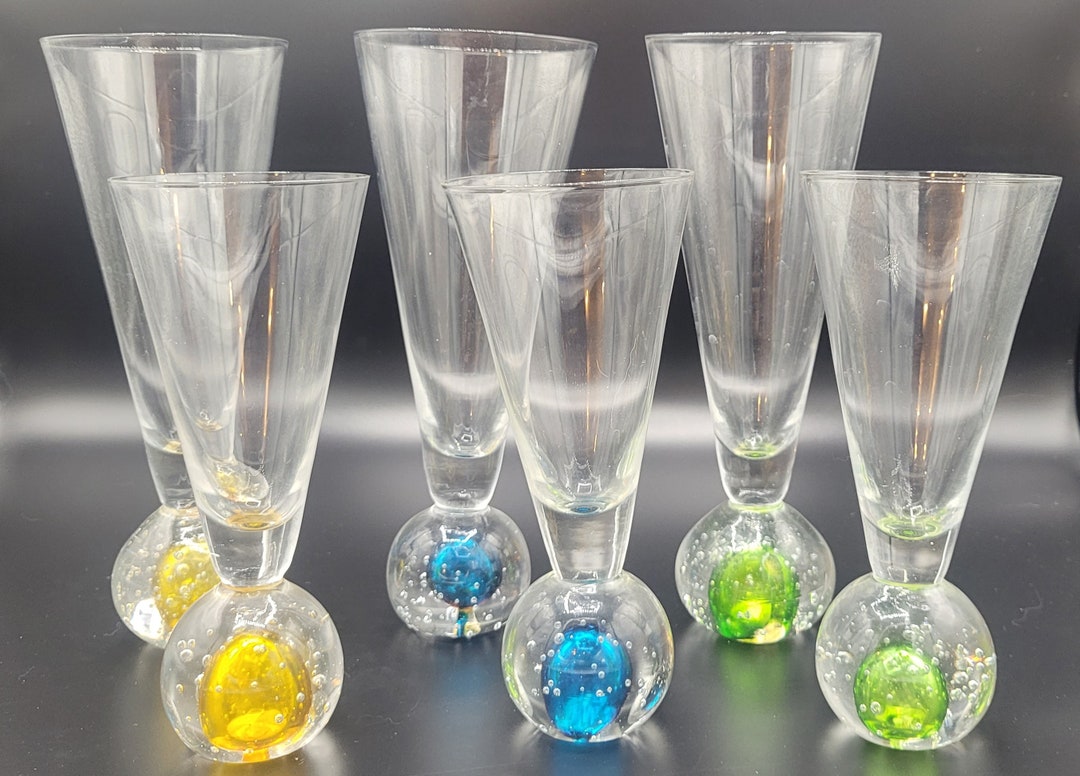 6 Forced Bubble MCM Ball Base Cocktail Glasses - Etsy