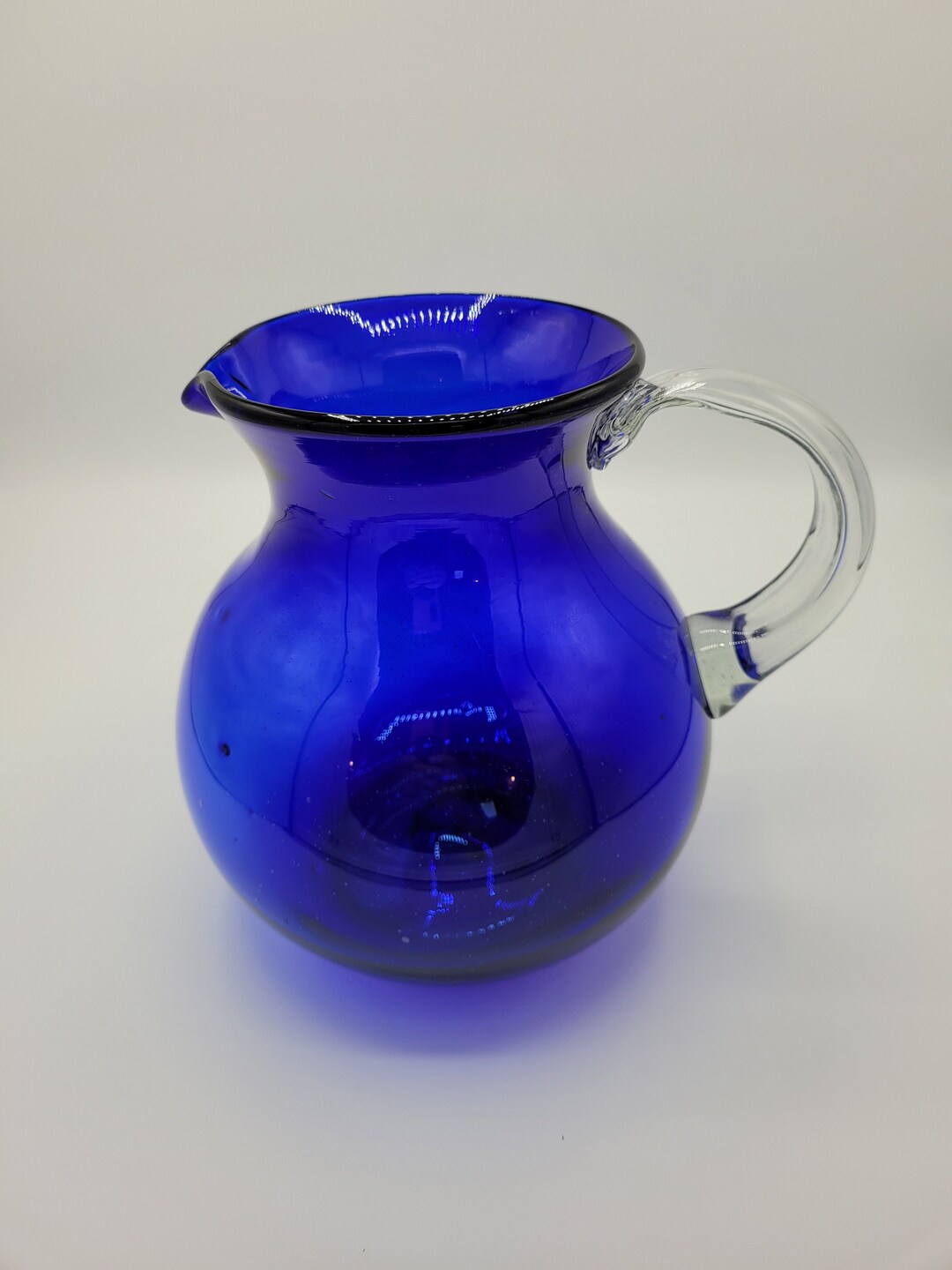 Large Cobalt Blue Mexican Glass Pitcher - Etsy