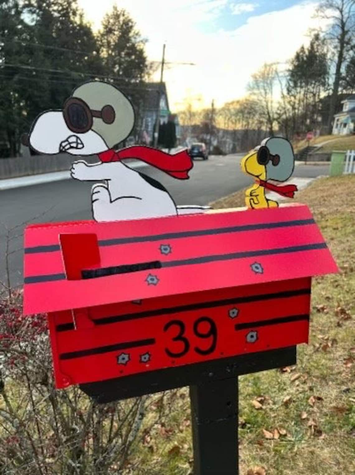 Snoopy Flying Ace Mailbox With House Numbers - Etsy