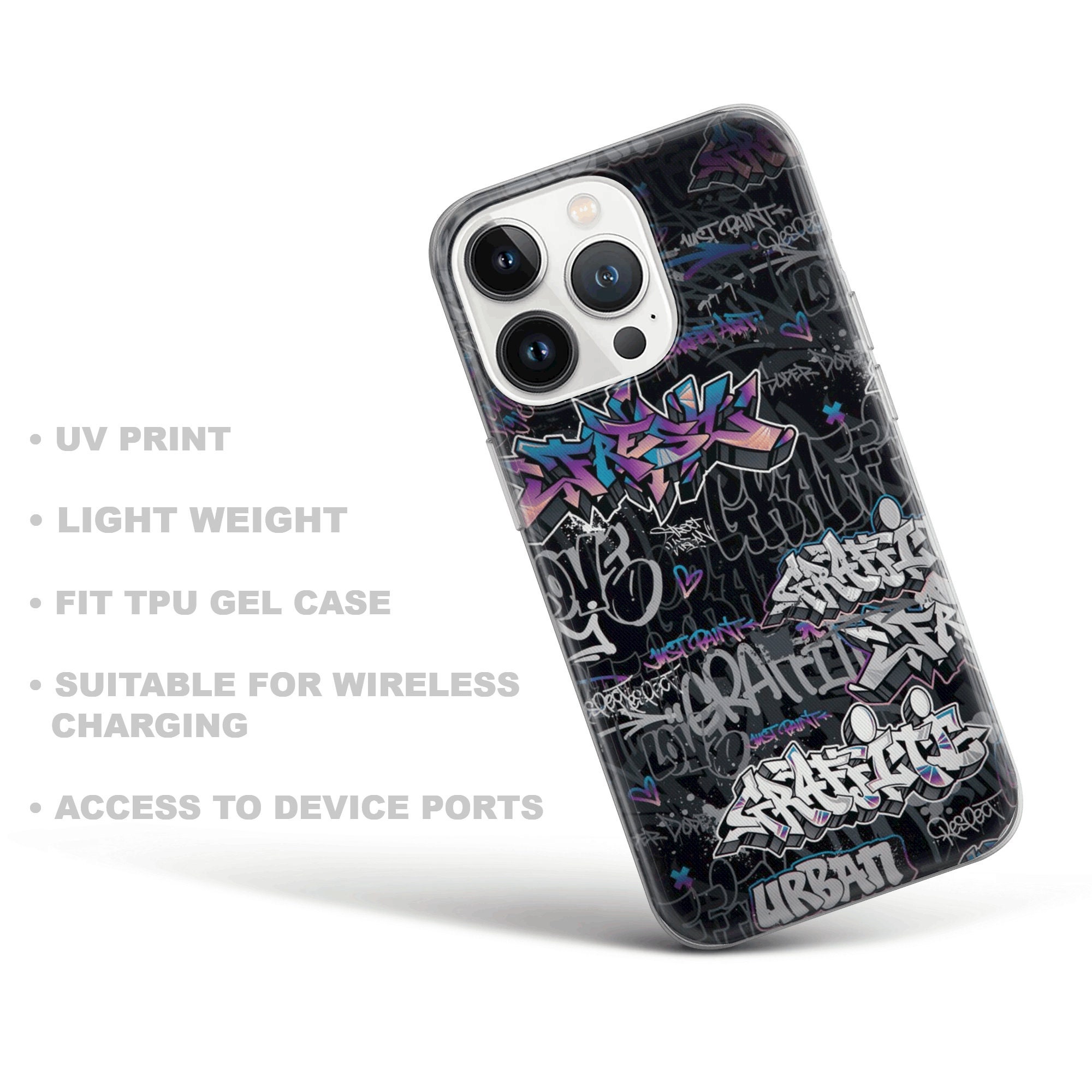 Graffiti Phone Case Street Art Style Cover Fit for iPhone 15 Pro Max ...