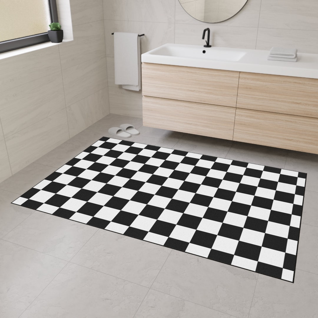Black and White Checkered Heavy Duty Floor Mat - Etsy