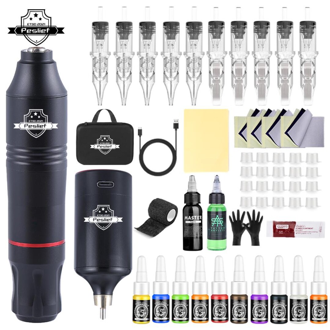 55-piece Rotary Tattoo Gun Kit for Beginners and Artists - Includes ...