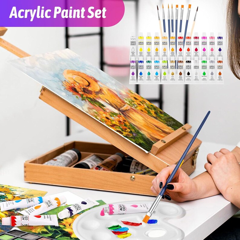 Wooden Deluxe Art Set,195-pack Artist Gift Box, Arts and Crafts Drawing ...