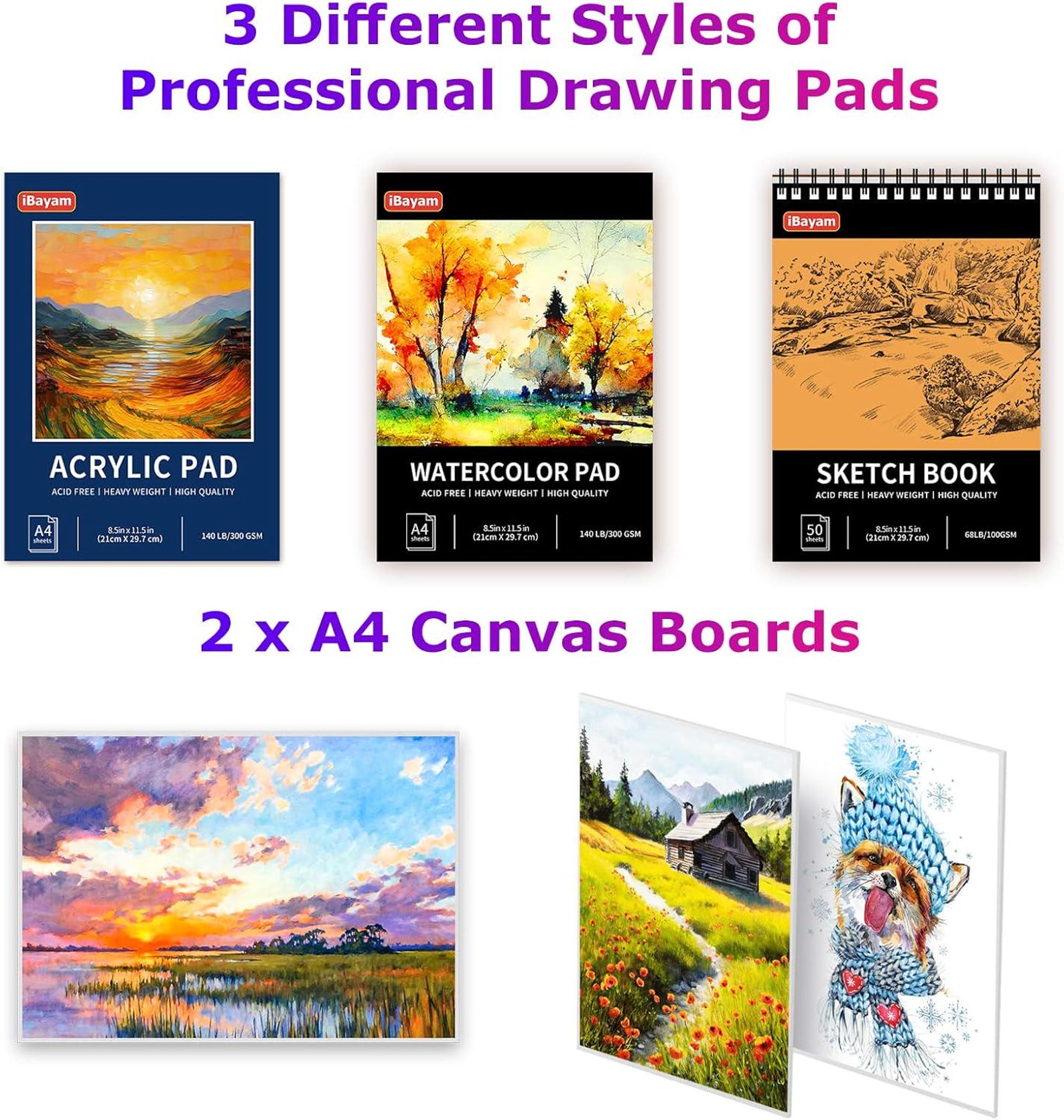 Wooden Deluxe Art Set,195-pack Artist Gift Box, Arts and Crafts Drawing ...