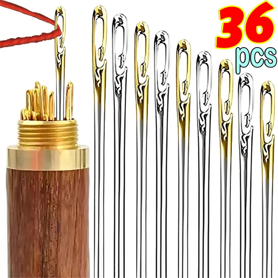 12/36pcs Blind Sewing Needle Elderly Stainless Steel Quick Automatic Self-threading Needle ...