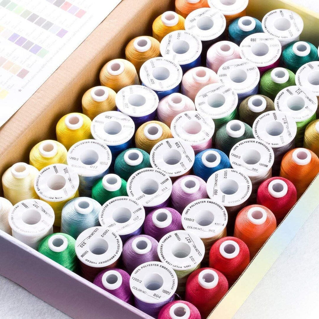63 Brother Colors Polyester Embroidery Machine Thread Kit 40 Weight for ...