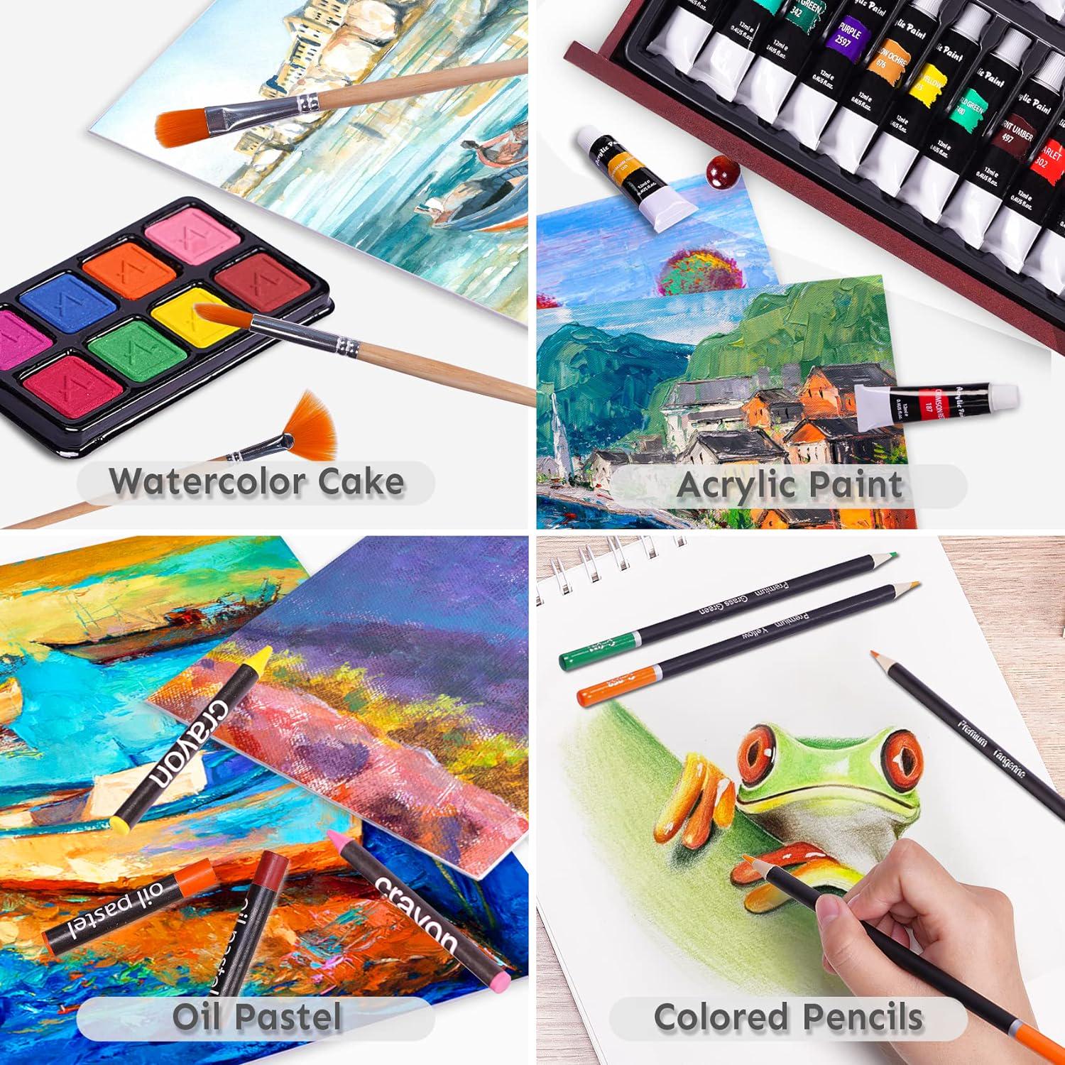 175 Piece Deluxe Art Set With 2 Drawing Pads, Acrylic Paints, Crayons ...