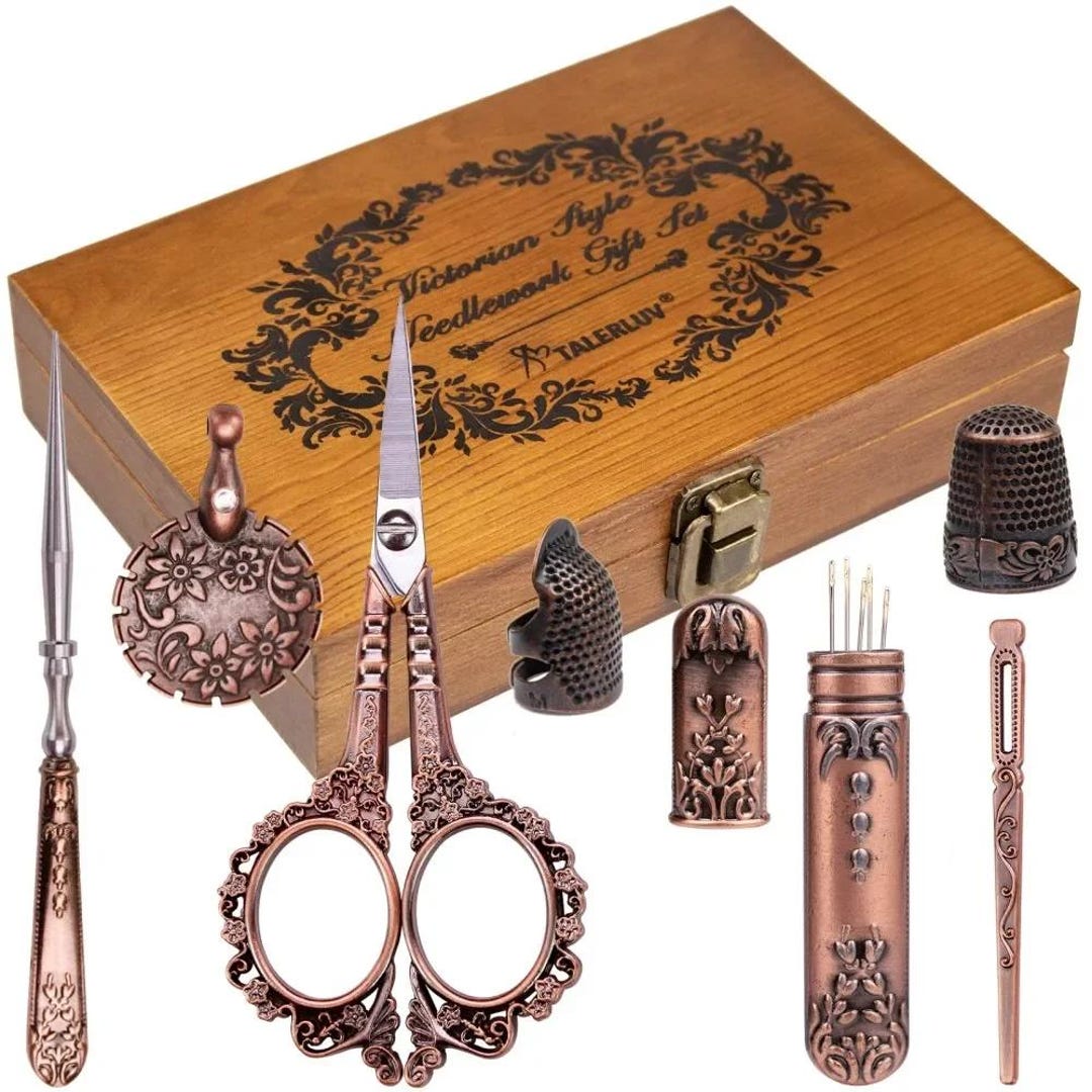 Vintage Sewing Kit Complete European Style Antique Embroidery Scissors ...