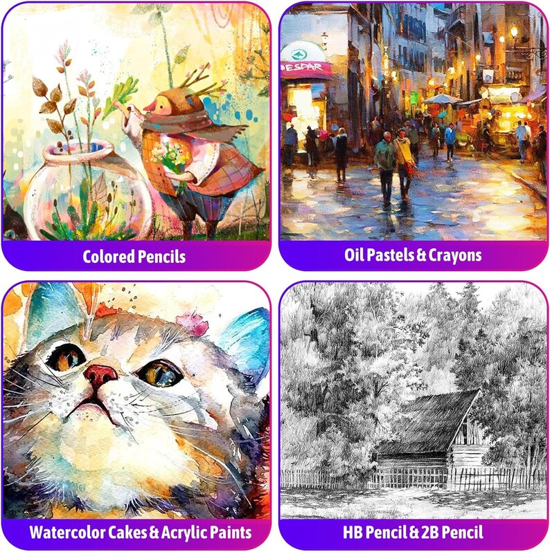 Wooden Deluxe Art Set,195-pack Artist Gift Box, Arts and Crafts Drawing ...
