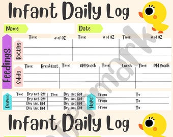 Nanny Log Baby Log Infant Daily Report Infant Log - Etsy