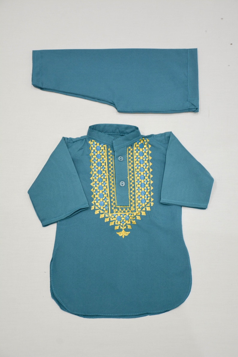 Teal Colour Afghan Baby Clothes | Traditional Clothes | Shalwar Kameez ...